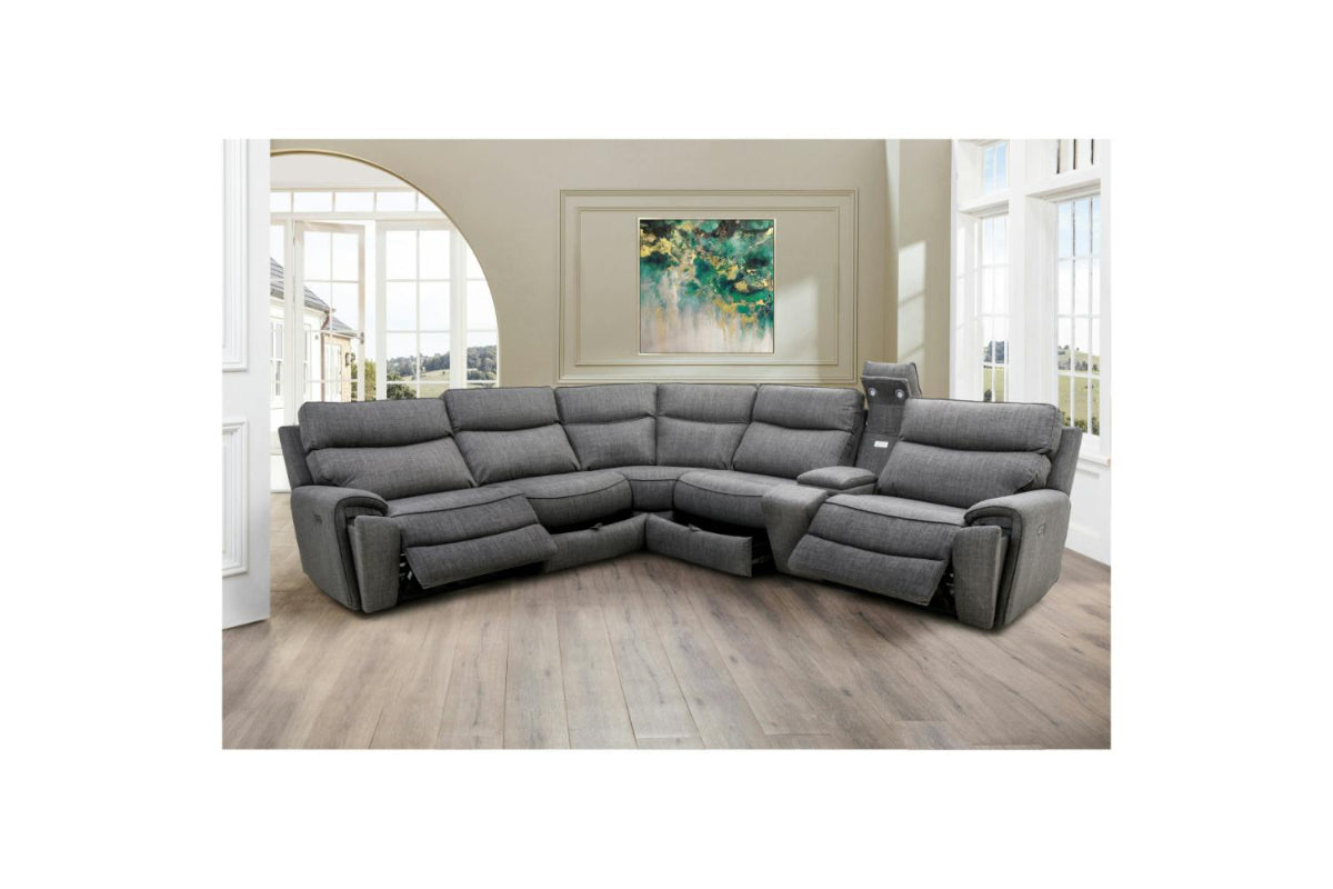 Mila Corner Sofa Power Recliner Small Grey